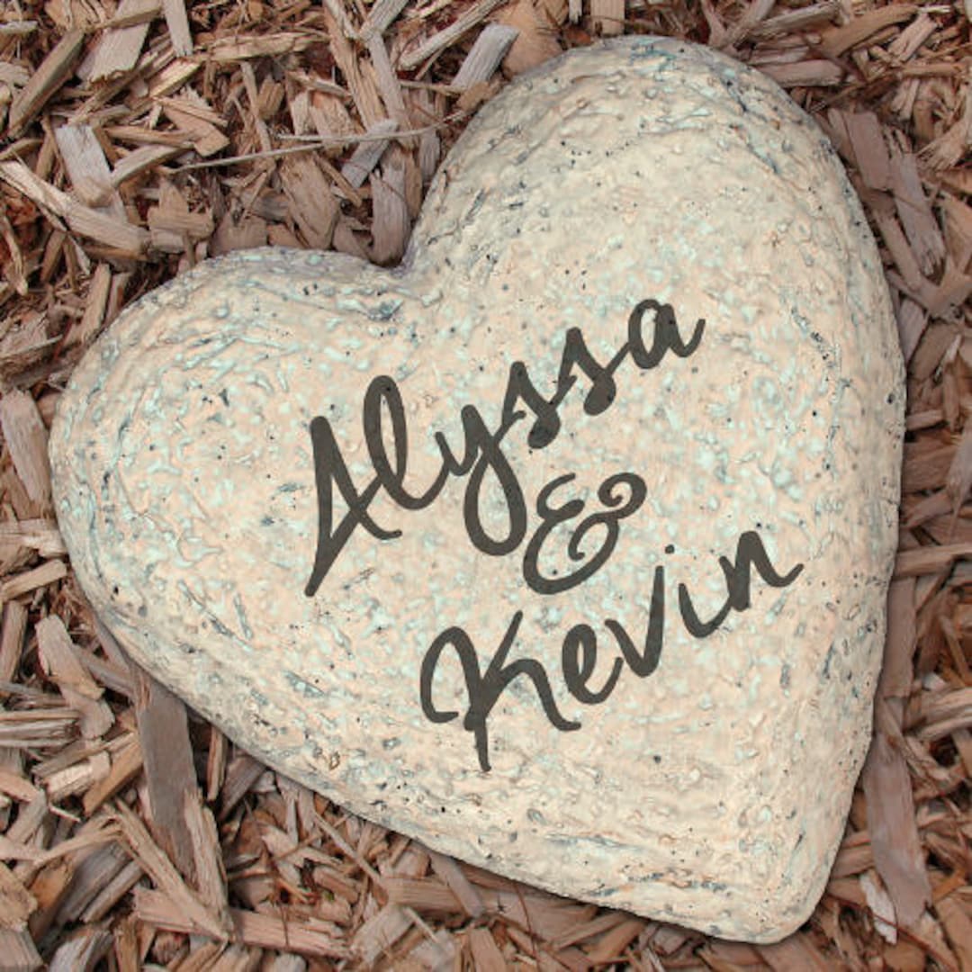 Engraved Couples Heart Garden Stone, Garden Decor, Couples Gift ...