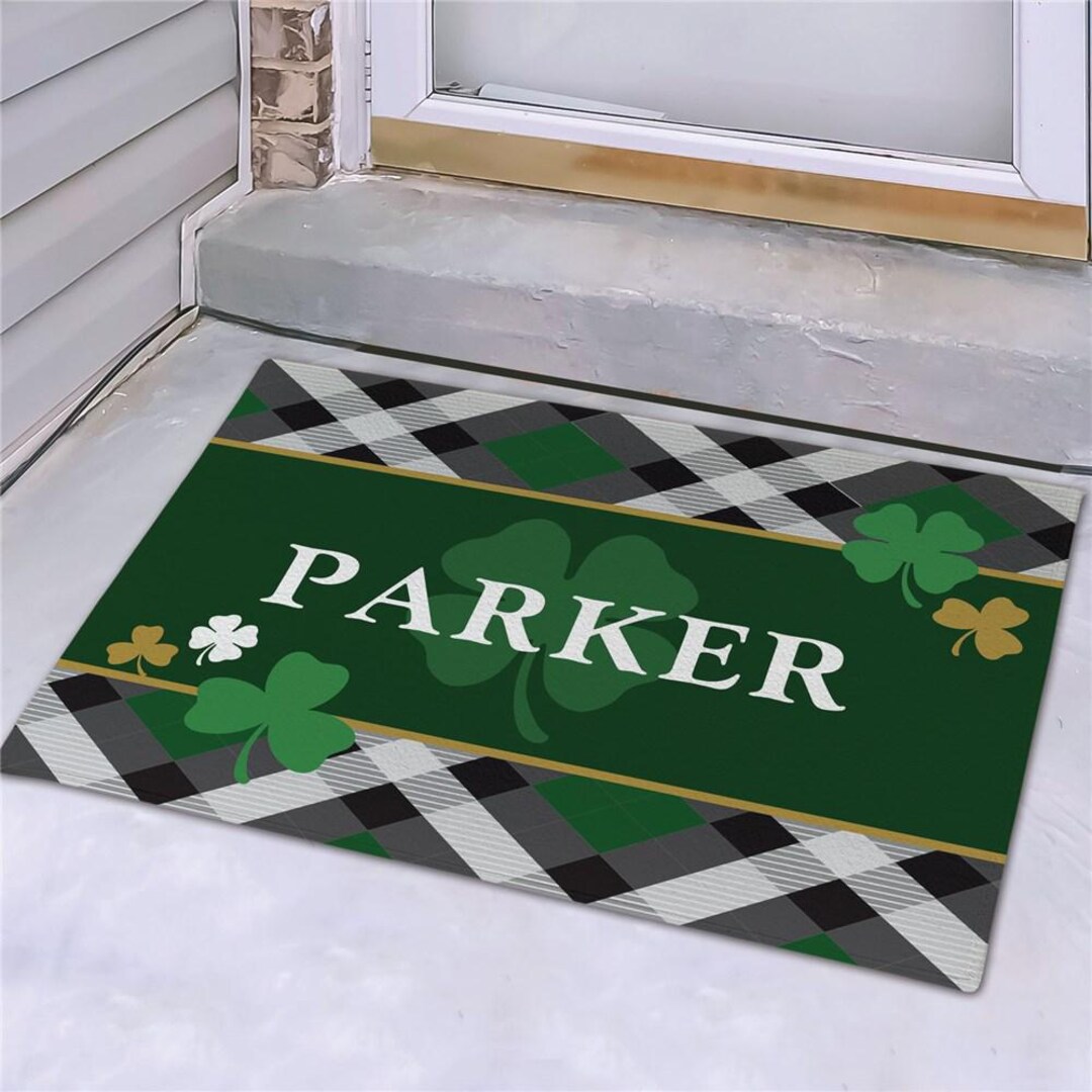 Personalized Irish Plaid Doormat, Shamrock Decor (24x36) - Etsy
