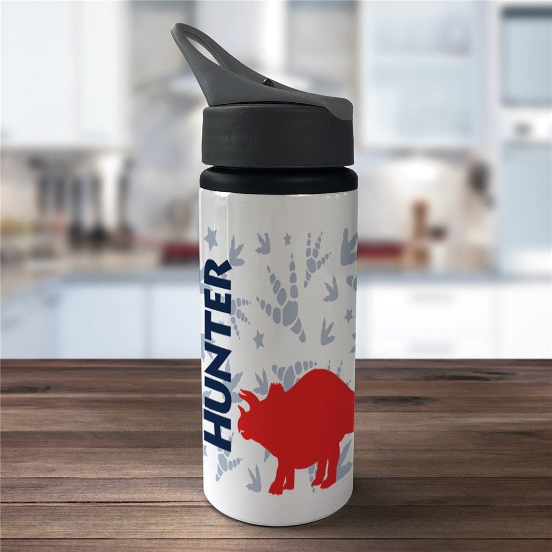 Dinosaur Footprints Personalized Aluminum Bottle, Dinosaur Water Bottle ...