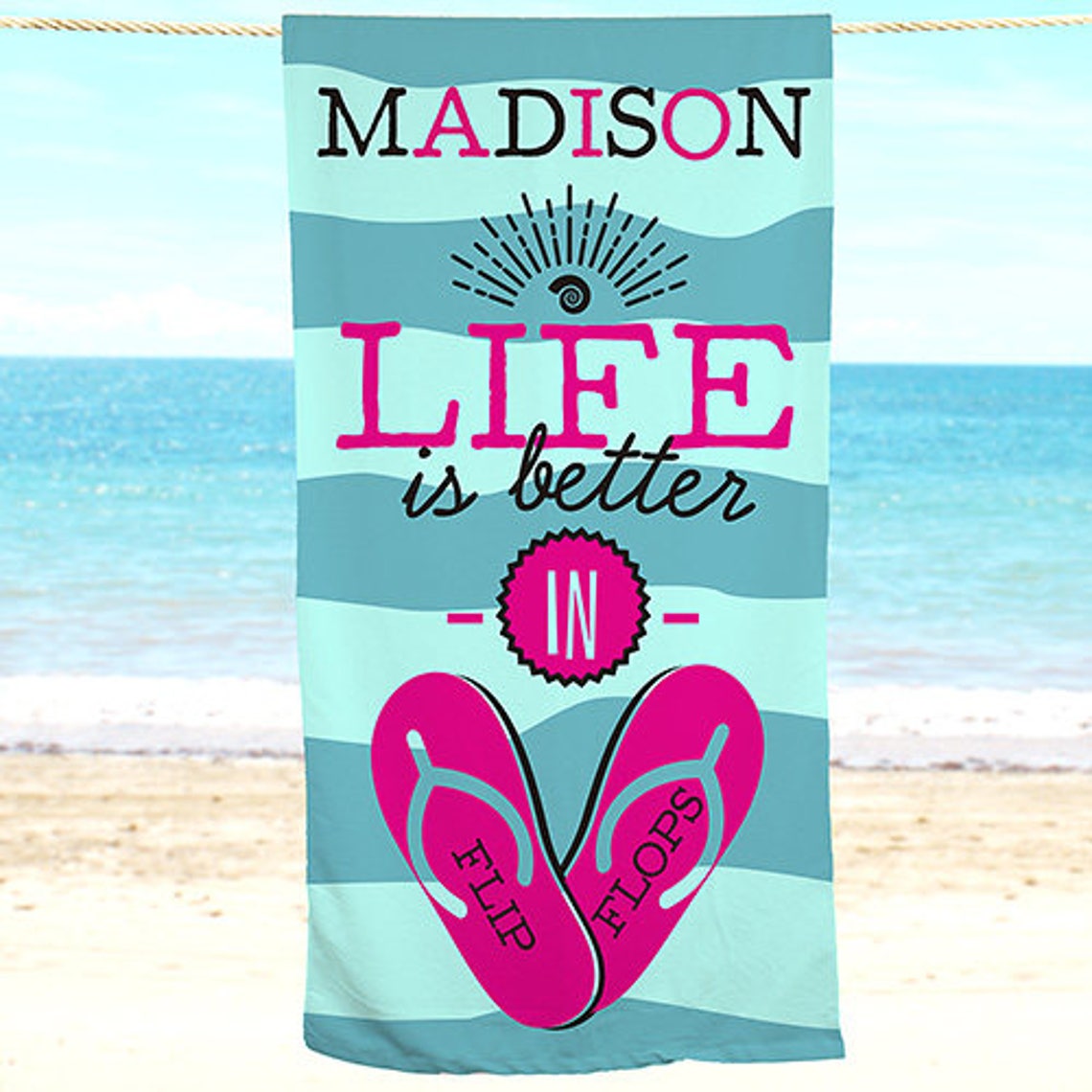 Life is Better in Flip Flops Personalized Beach Towel Beach - Etsy