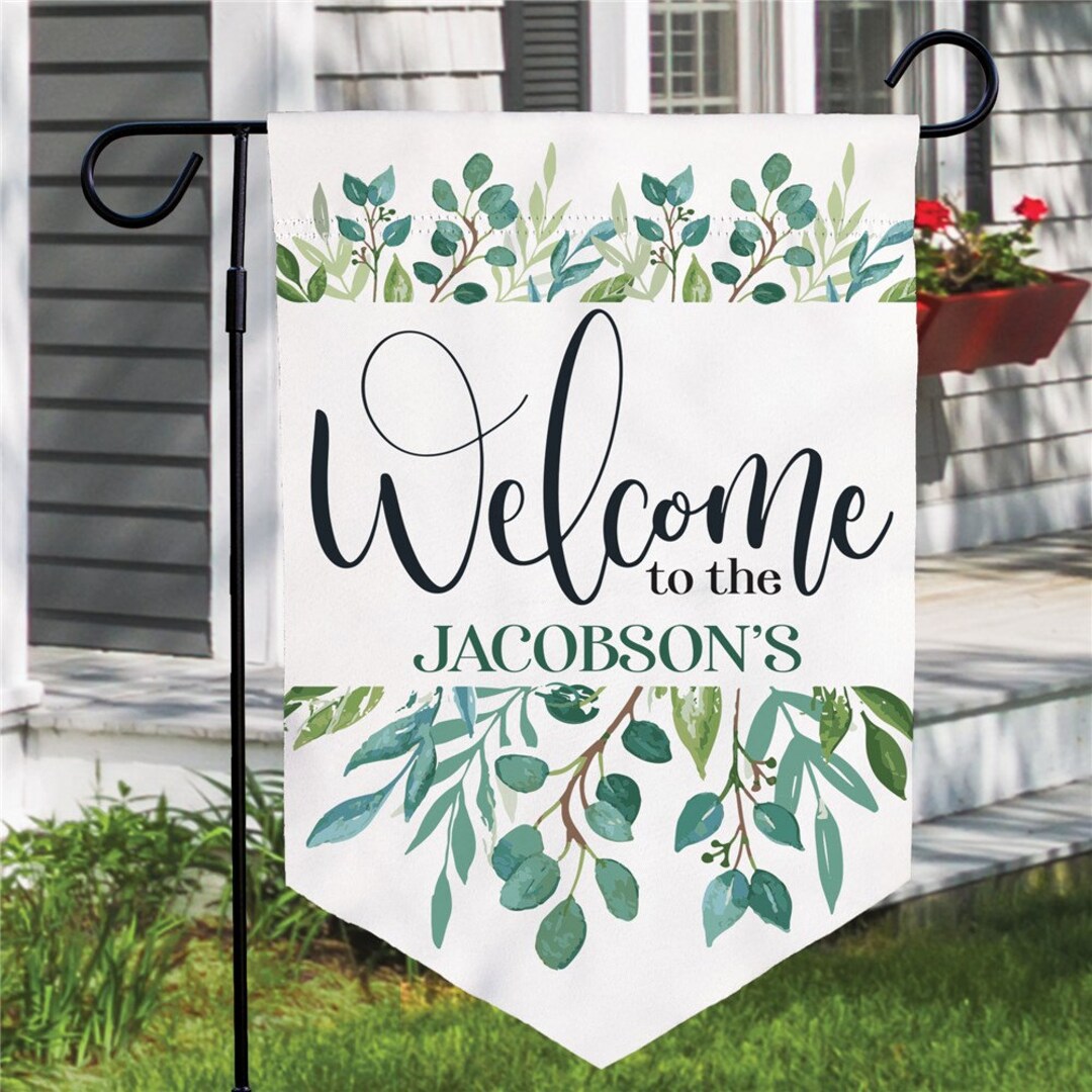 Welcome Botanical Personalized Pennant Garden Flag, Gifts, Decor ...