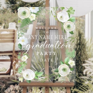Floral Graduation Welcome Sign, Made of Acrylic, 18x24 Acrylic Sign ...