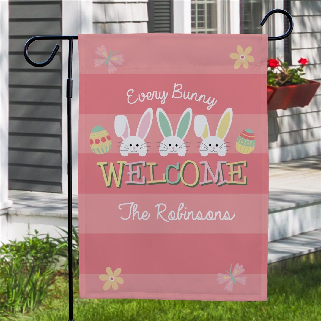 Personalized Every Bunny Welcome Garden Flag, Easter Garden Flag, Bunny ...