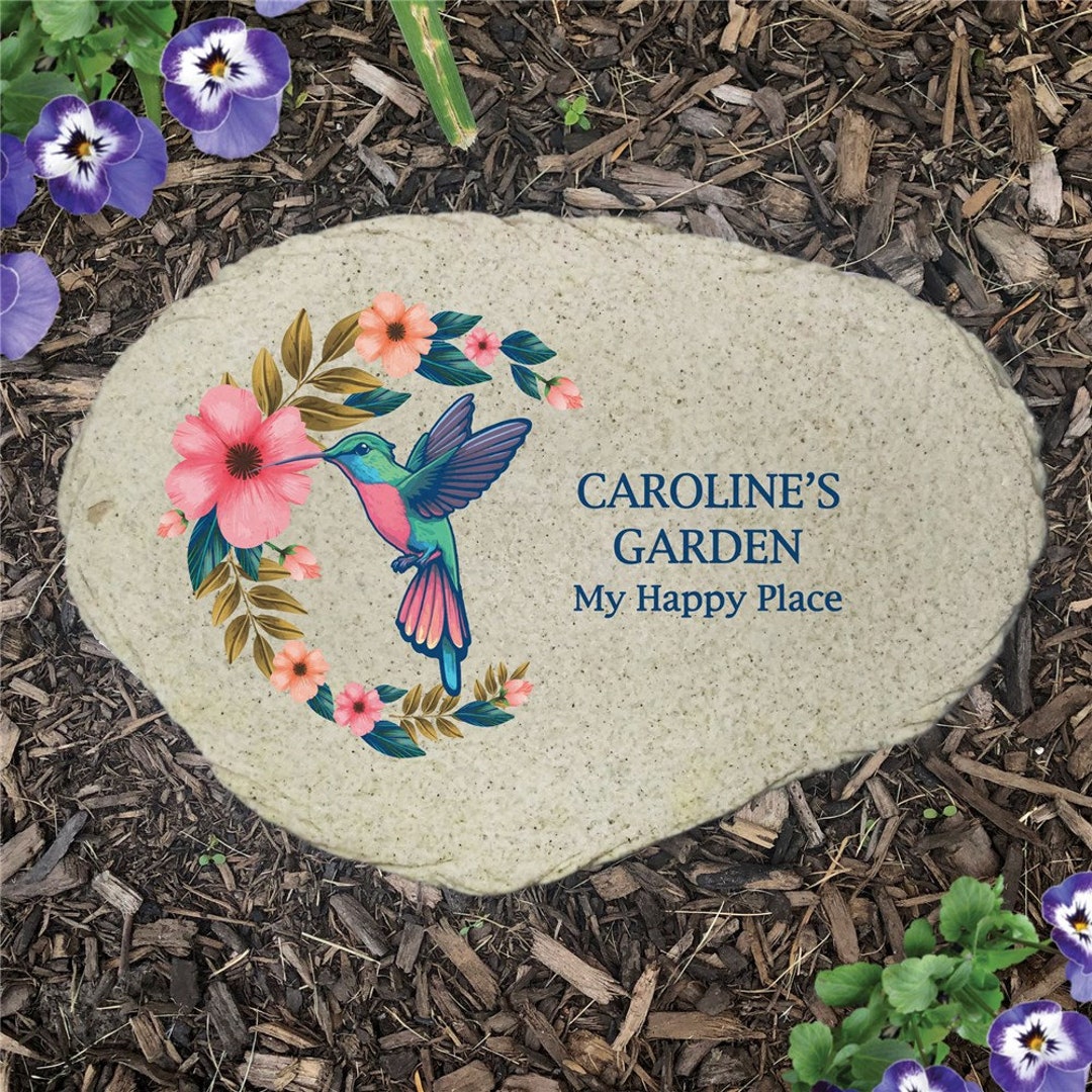Personalized Hummingbird Flat Garden Stone, Custom Garden Decor ...
