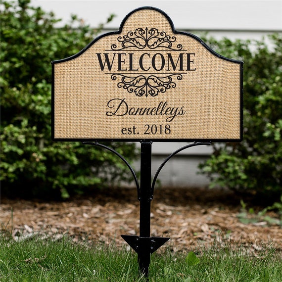 Personalized Welcome Magnetic Yard Sign Set Garden Stake | Etsy