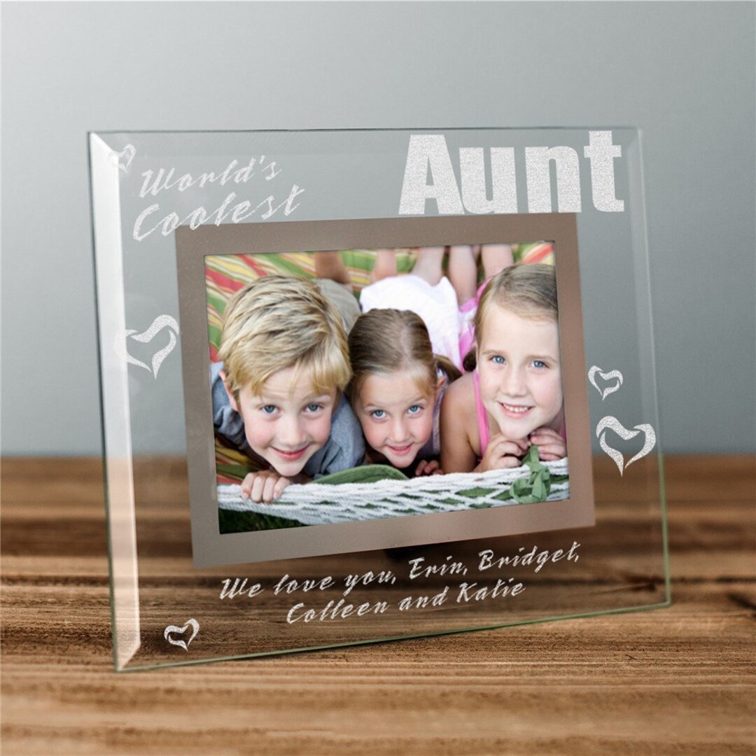 Engraved World's Coolest Aunt Glass Picture Frame, Gifts for Aunt, Cool ...