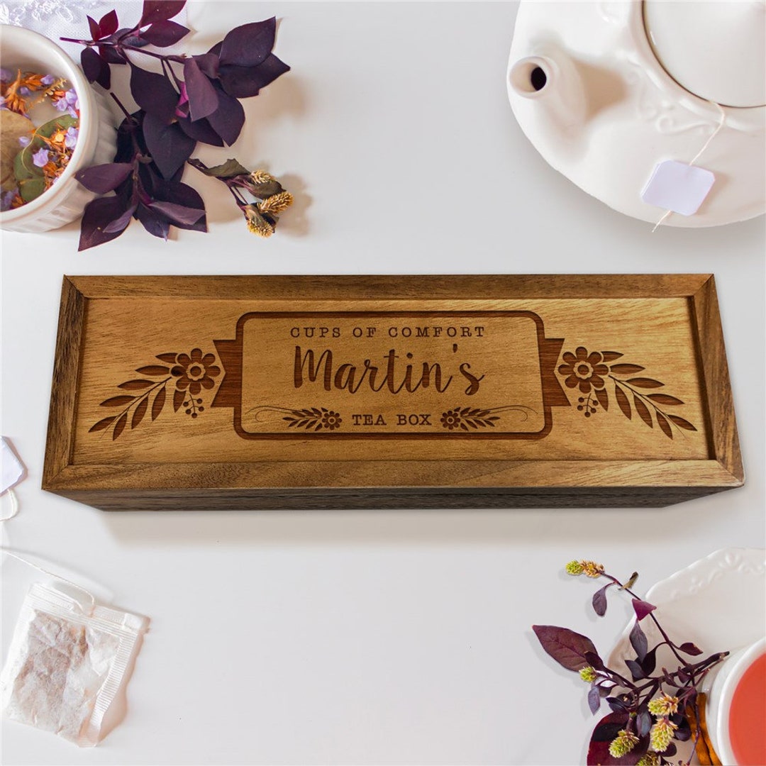 Engraved Tea Box, Personalized Birthday Gift for Her, Bridal Shower ...