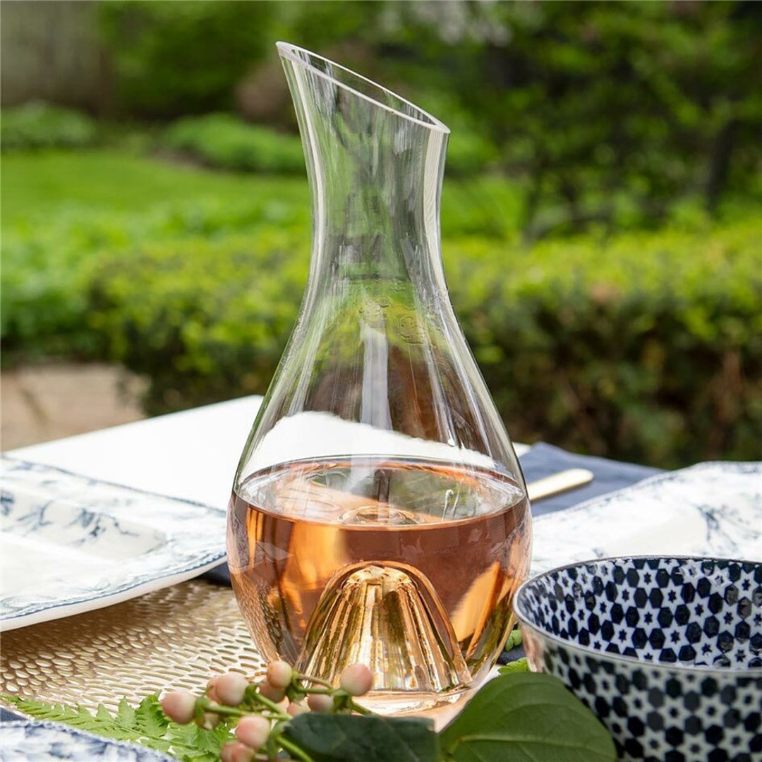 30oz. Glass Wine Carafe, Hand Blown Glass, Large Carafe, Wine Decanter ...