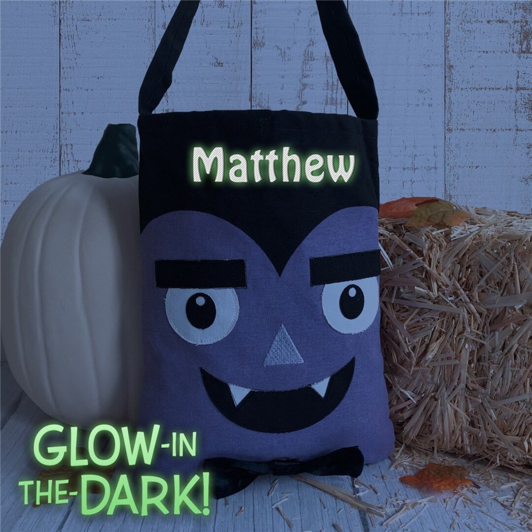 Embroidered Vampire Trick or Treat Bag With Glow in the Dark Thread ...