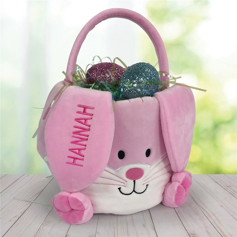 Embroidered Personalized Easter Bunny Basket personalized | Etsy