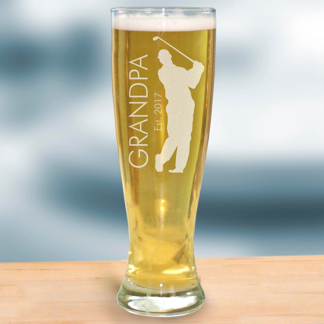 Golfer Engraved Pilsner Glass, Golf Gift, Beer Gift, Father's Day Gift ...
