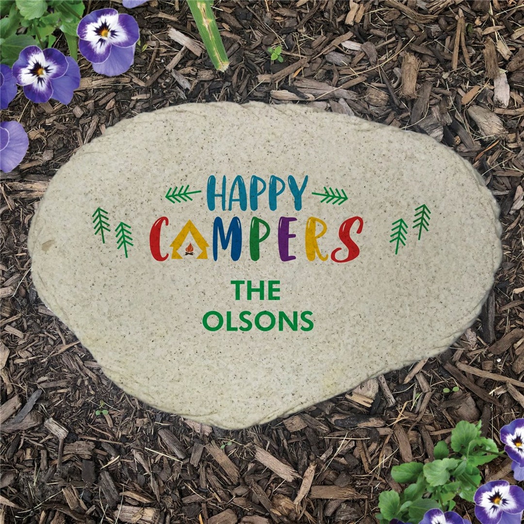 Happy Campers Personalized Flat Garden Stone, Camping Yard Decor ...