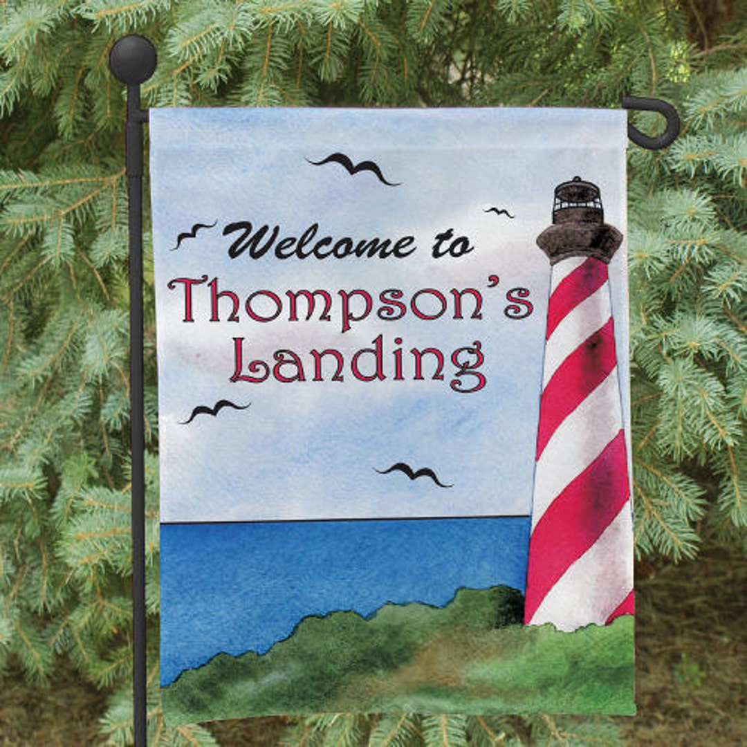 Personalized Lighthouse Garden Flag, Personalized Yard Decor, Family ...