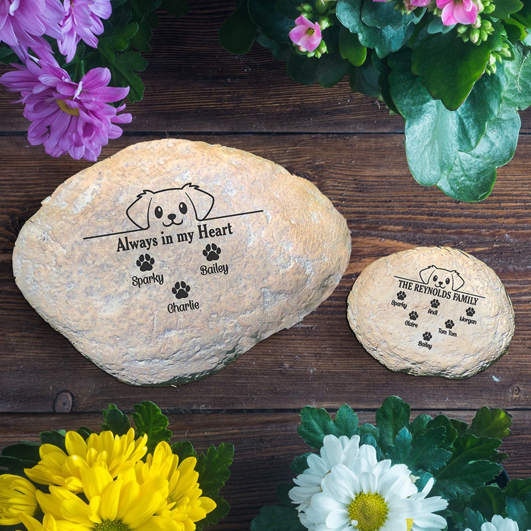 Engraved Dog Ears & Paw Prints Memorial Garden Stone, Memorial Garden ...