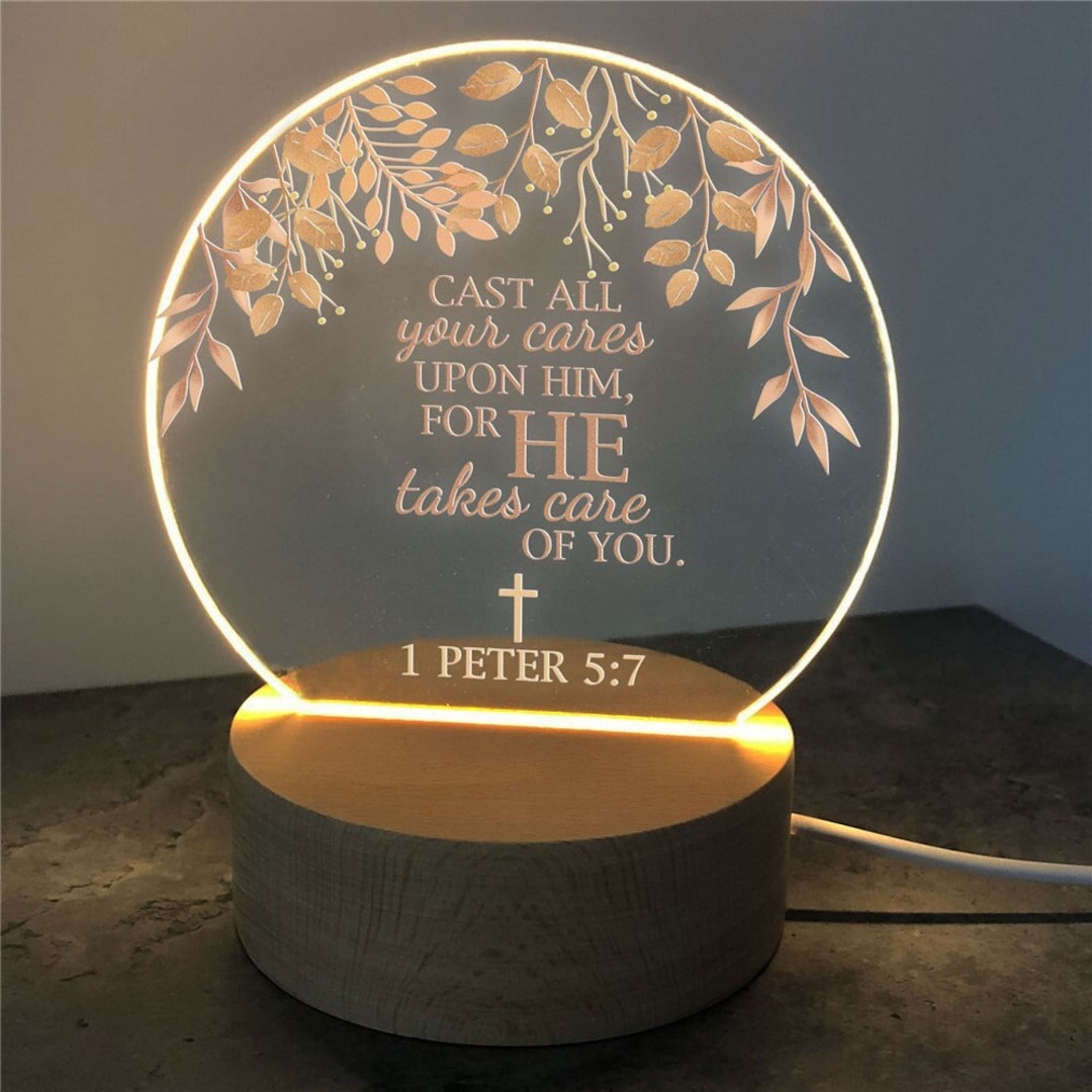 Bible Verses With Vines Round Light up LED Sign, Bible Verse Home Decor ...