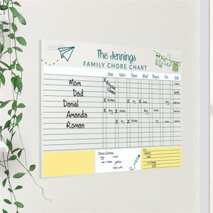 Personalized Family Chore Chart With Doodles Acrylic Sign, Back to ...