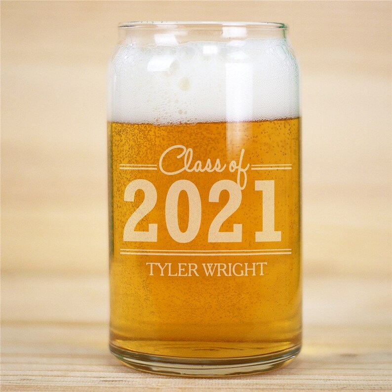 Personalized Graduation Beer Can Glass Class of 2021 Gift | Etsy