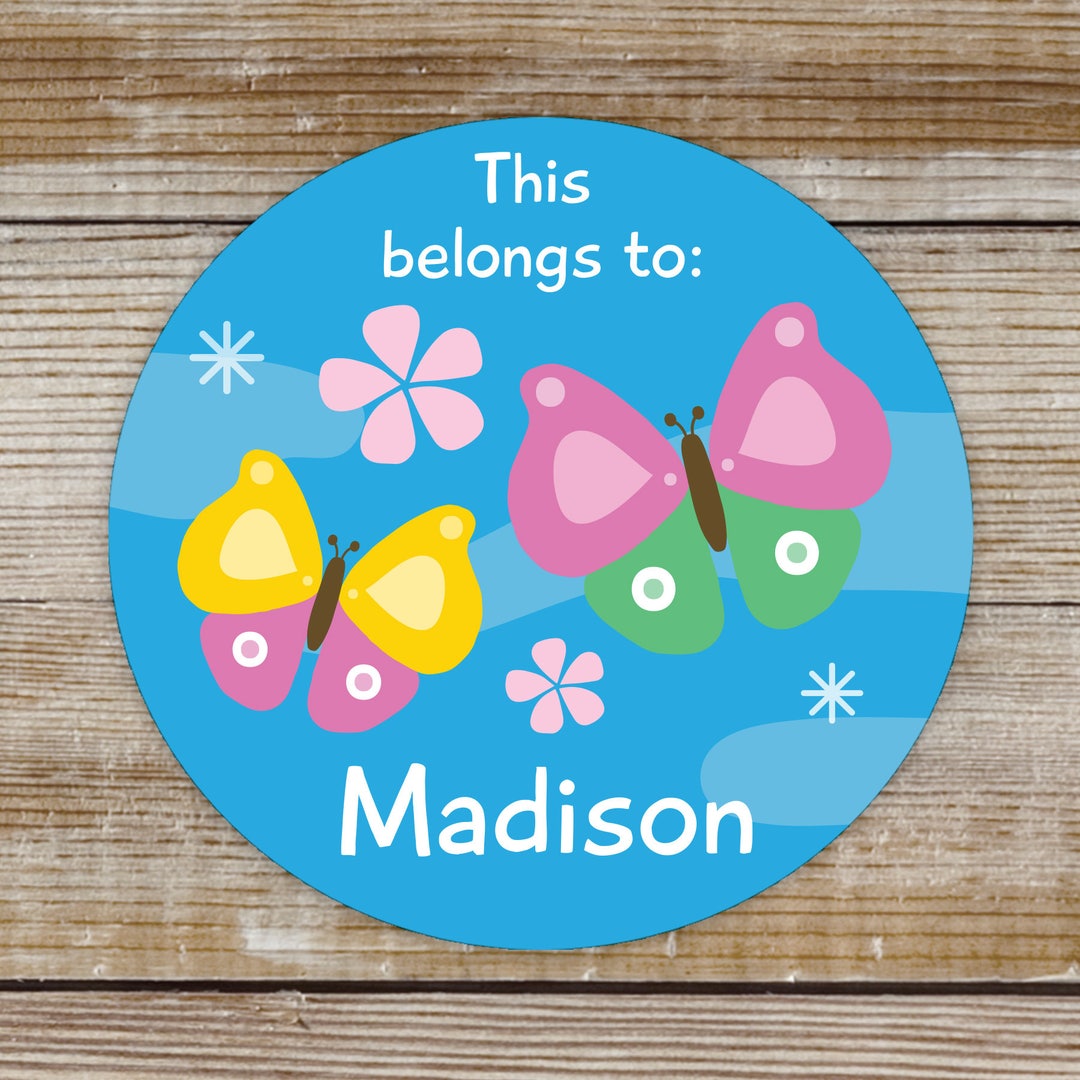 Butterfly Personalized Stickers, Personalized Back to School Labels ...