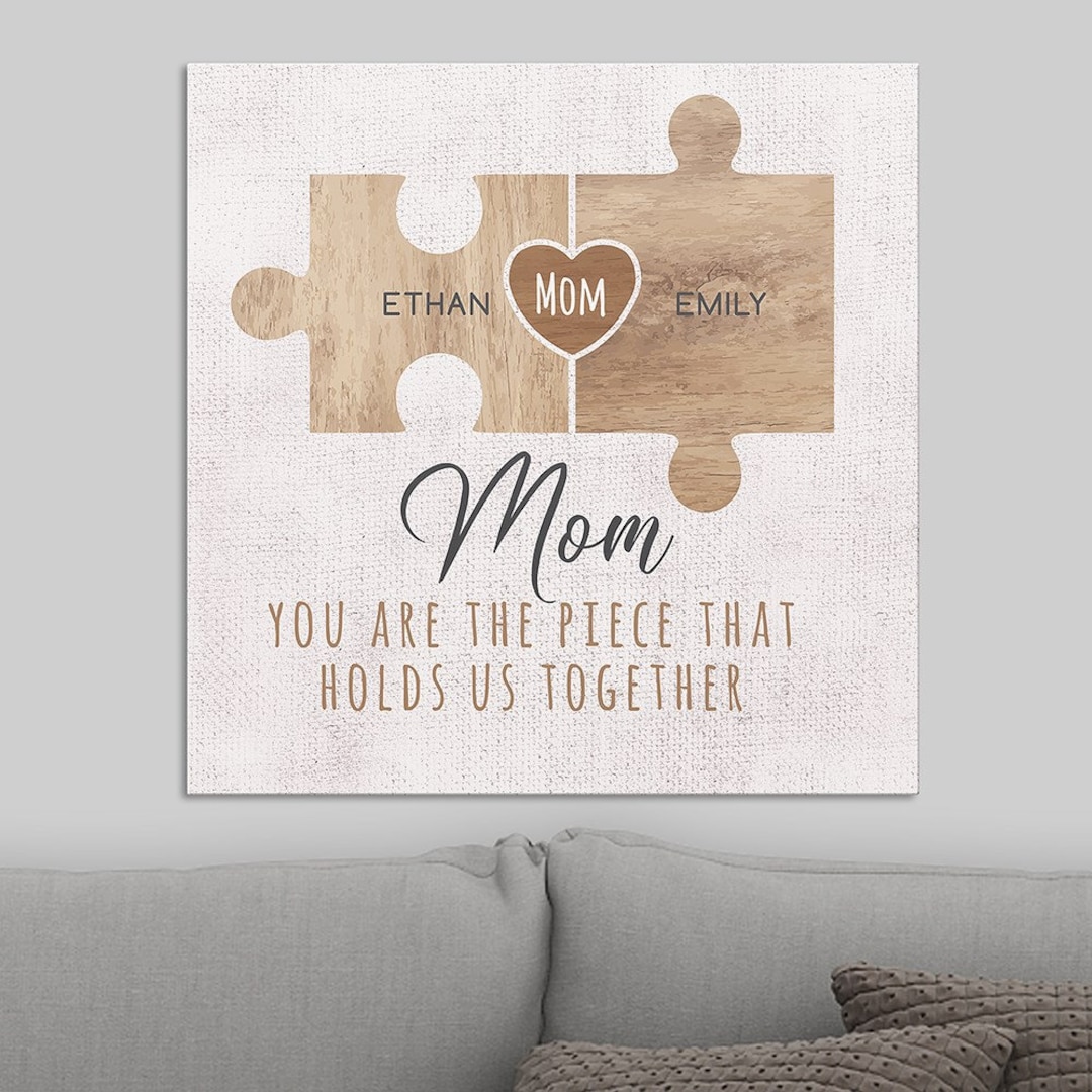 Personalized Mom Puzzle Piece Square Canvas, Mother's Day Gifts, Gifts ...