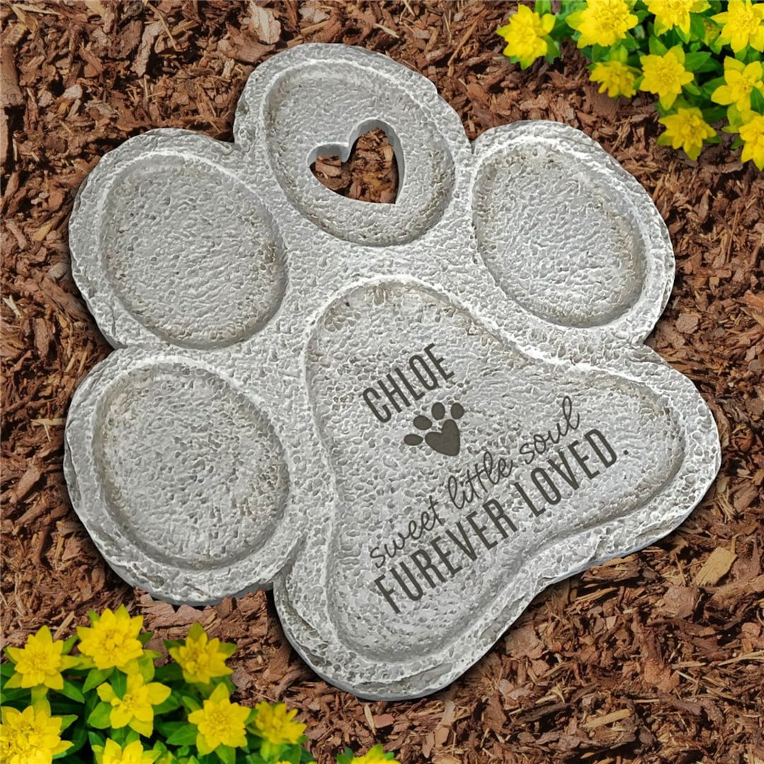 Engraved Sweet Little Soul Paw Print Stone Personalized Pet - Etsy