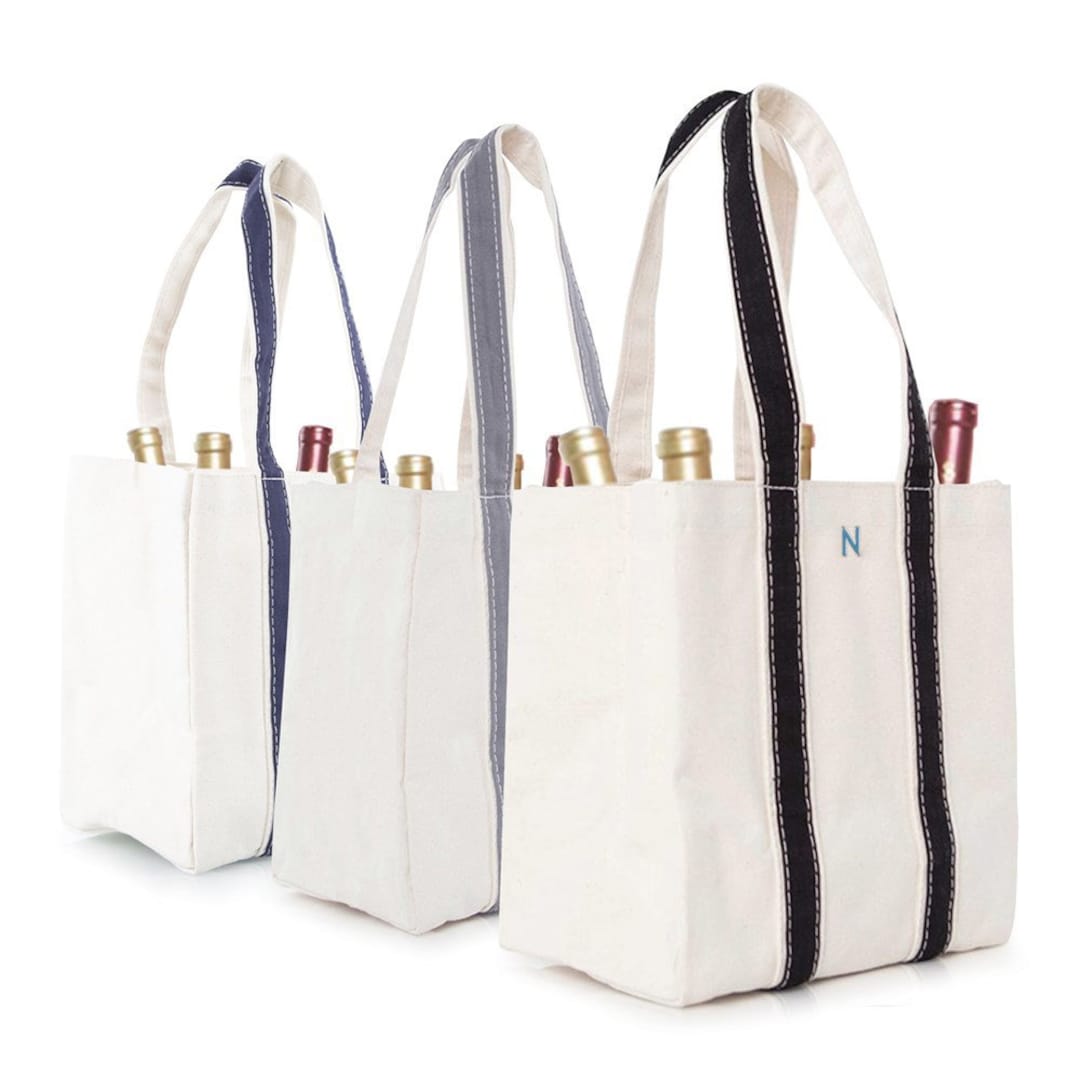 Embroidered Initial Wine Carrier Tote, Embroidered Tote, Personalized ...