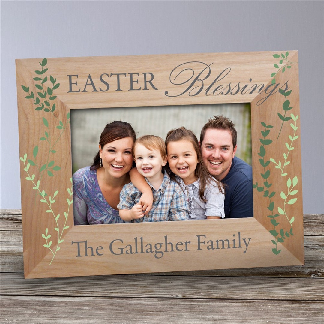Easter Blessings Personalized Wood Frame, Easter Picture Frame, Easter ...