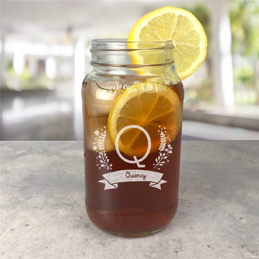 Engraved Family Initial Large Mason Jar, Custom Mason Jar, Name Mason ...