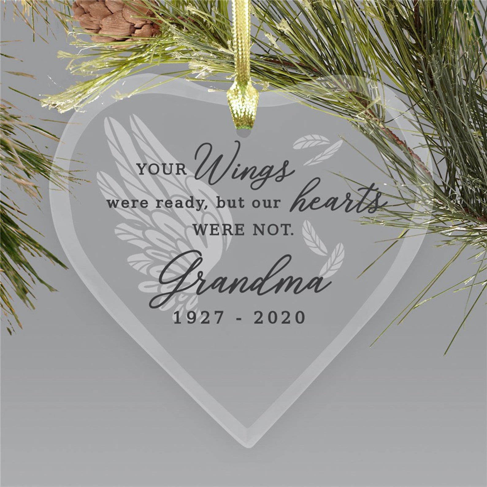 Personalized Glass Heart Ornament, Personalized Memorial Ornament ...