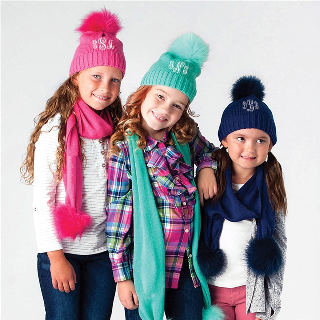 Personalized Kids Monogram Cable Knit Hat or Scarf, Personalized Hat ...