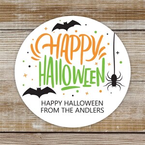 Personalized Happy Halloween Circle Labels, 96 Stickers, Trunk or Treat ...