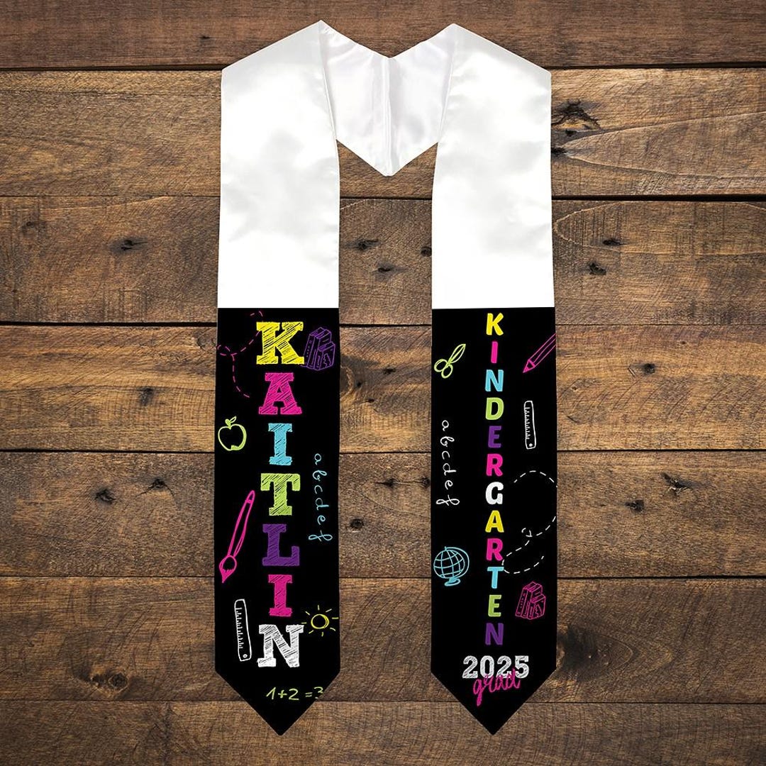 Kindergarten Graduation Stole, Chalkboard Stole, Preschool Graduation ...