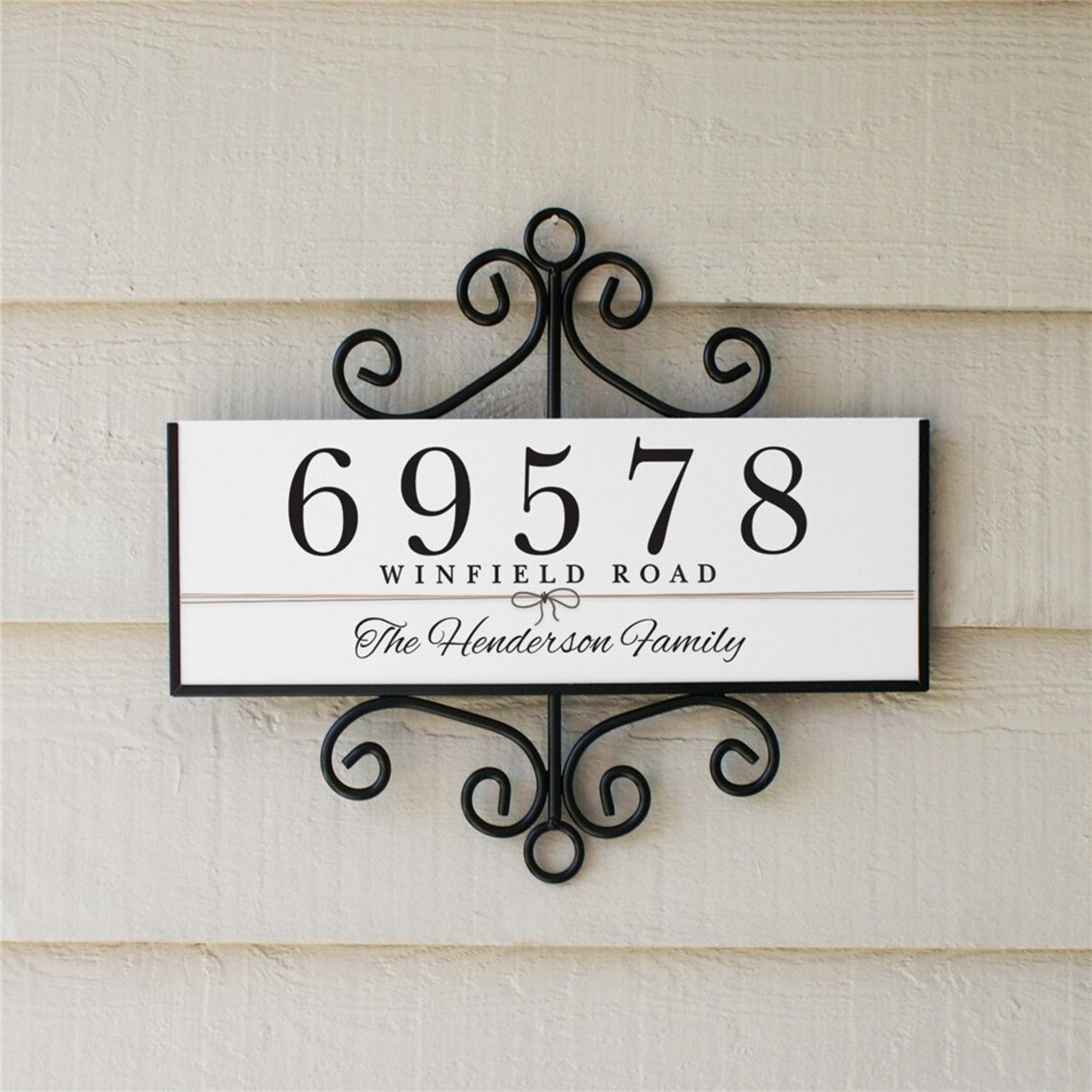 Bow Signature Horizontal Personalized Address Sign Welcome | Etsy