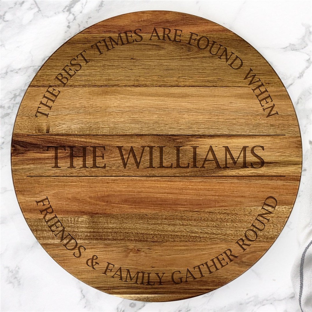 Engraved Gather Round Lazy Susan, Family Name Personalized Turntable ... Engraved Gather Round Lazy Susan, Family Name Personalized Turntable ...