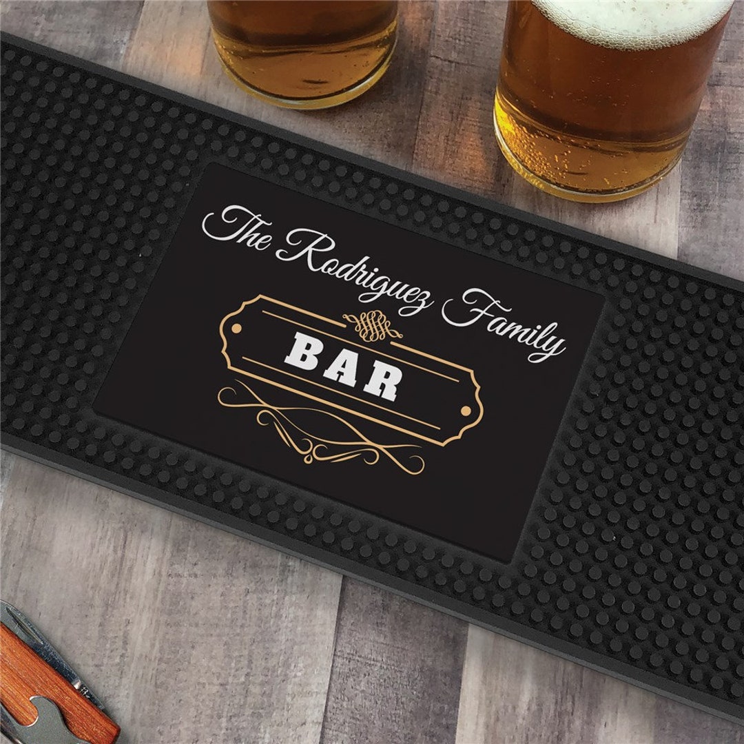 Personalized Family Bar Mat, Customized Bar Mat, Home Bar Accessories ...