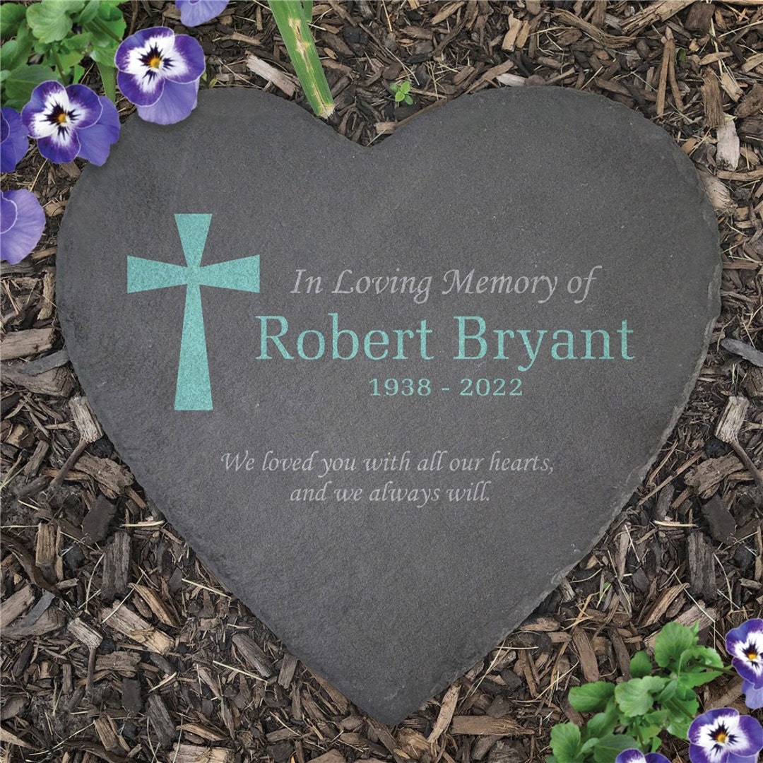 Personalized in Loving Memory Slate Stone, Memorial Garden Stone, Heart ...