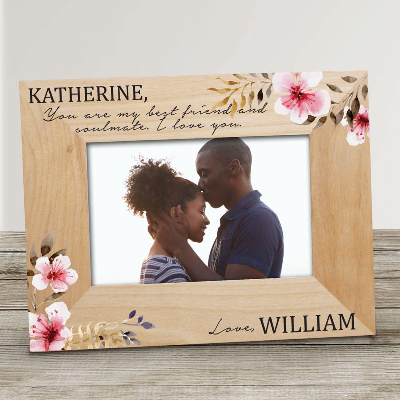 Floral Love Personalized Wood Frame Couples Gift Love - Etsy