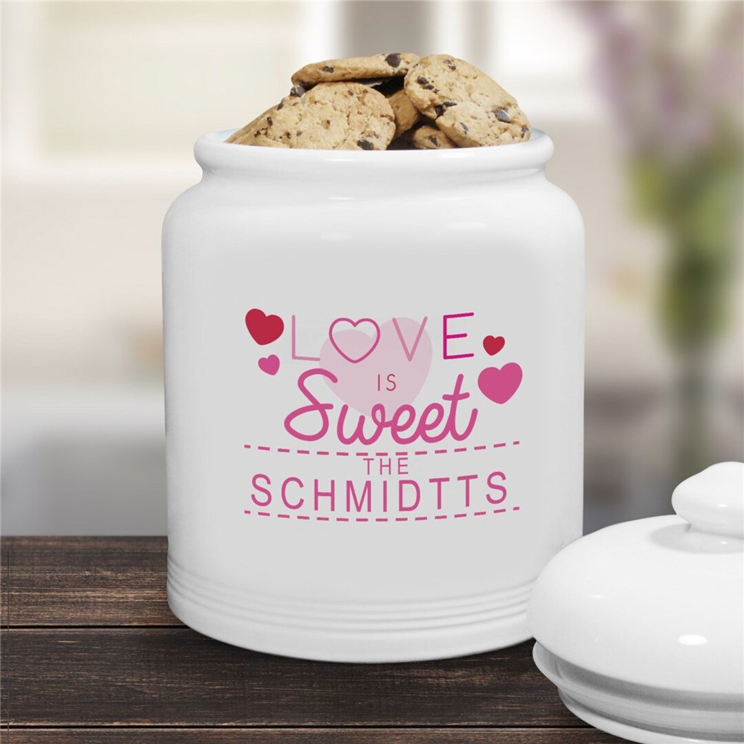 Personalized Cookie Jar With Hearts, Treat Jar, Jar for Cookies, Gifts ...