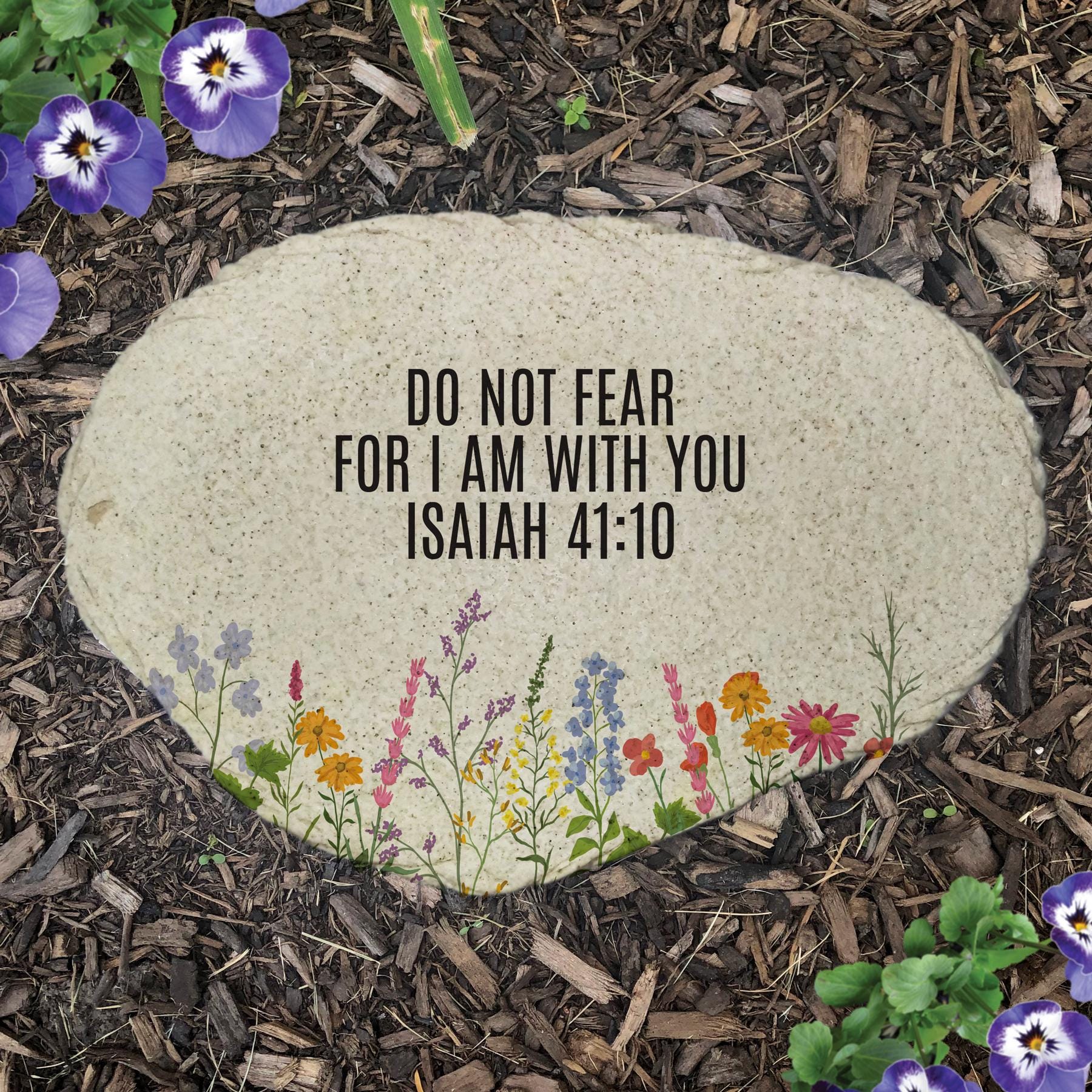 Personalized Floral Garden Stone, Bible Verse Garden Stone, Christian ...