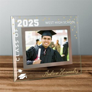 Personalized Class of With Hats Glass Frame, Holds 4"x6" Photo, Beveled ...
