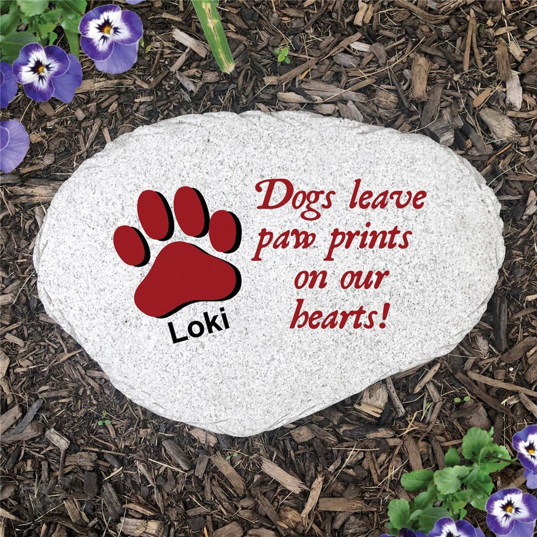 Paw Prints on Our Hearts Personalized Pet Memorial Garden Stone, Dog ...
