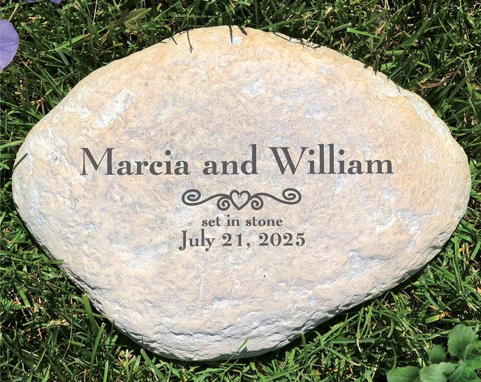 Engraved Marriage Garden Stone, Personalized Newlywed Gift, Wedding ...