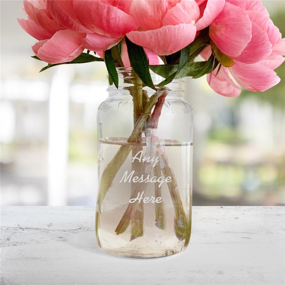 Engraved Custom Message Large Mason Jar, Personalized Mason Jar, Custom ...