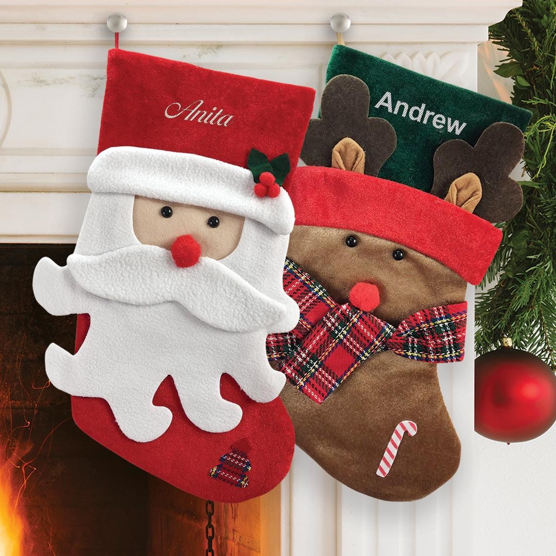 Personalized Christmas Stockings for Kids, Reindeer Stocking, Santa ...