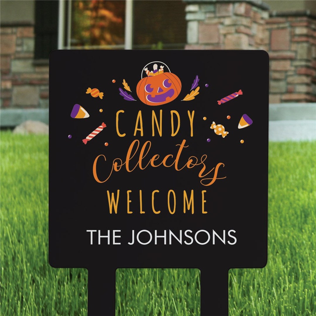 Personalized Candy Collectors Welcome Square Yard Sign, Halloween Decor ...