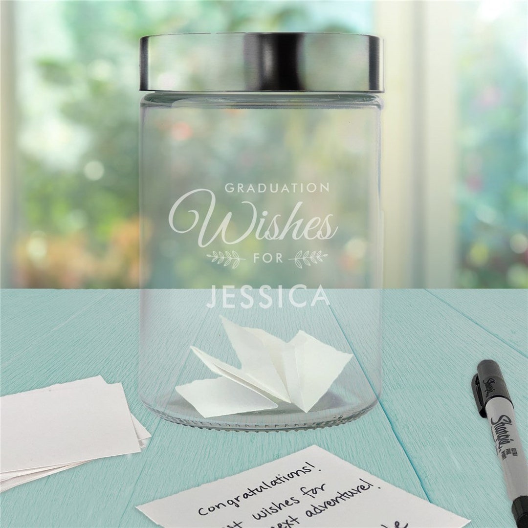 Engraved Wishes for Grad Glass Jar, Wishes & Memories Jar, Gifts for ...