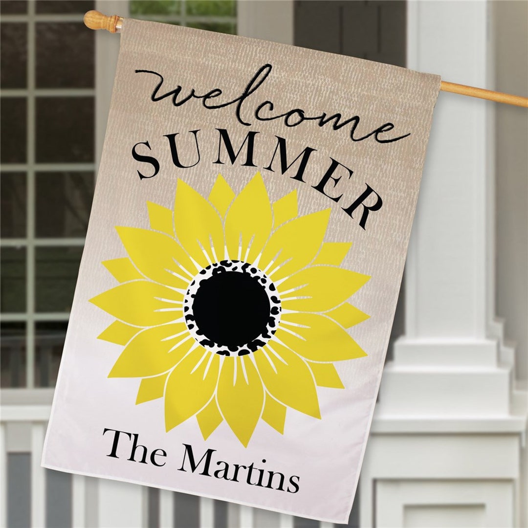 Personalized Sunflower Welcome Summer House Flag, Personalized House ...