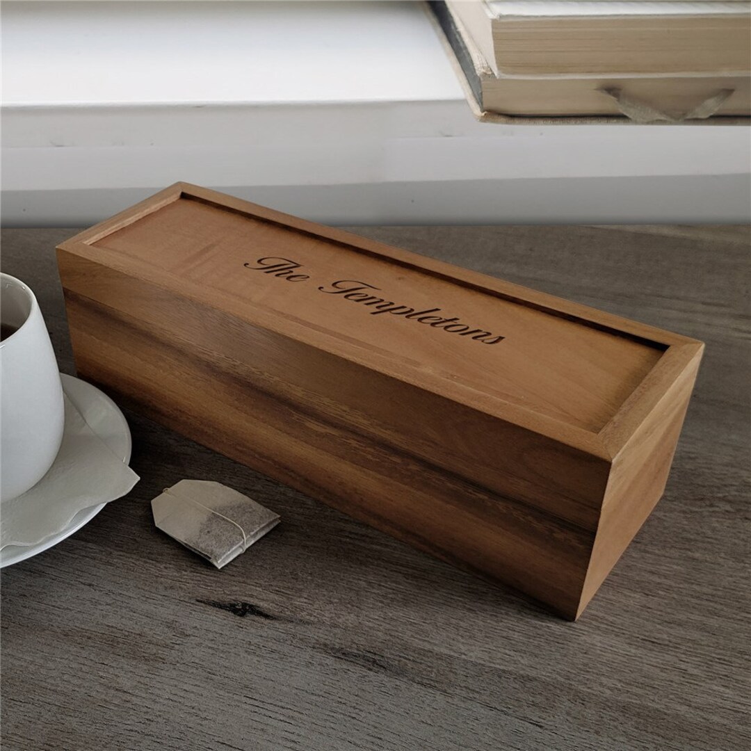 Engraved Tea Box With Family Name, Housewarming Gift, Wedding Gift, Tea ...