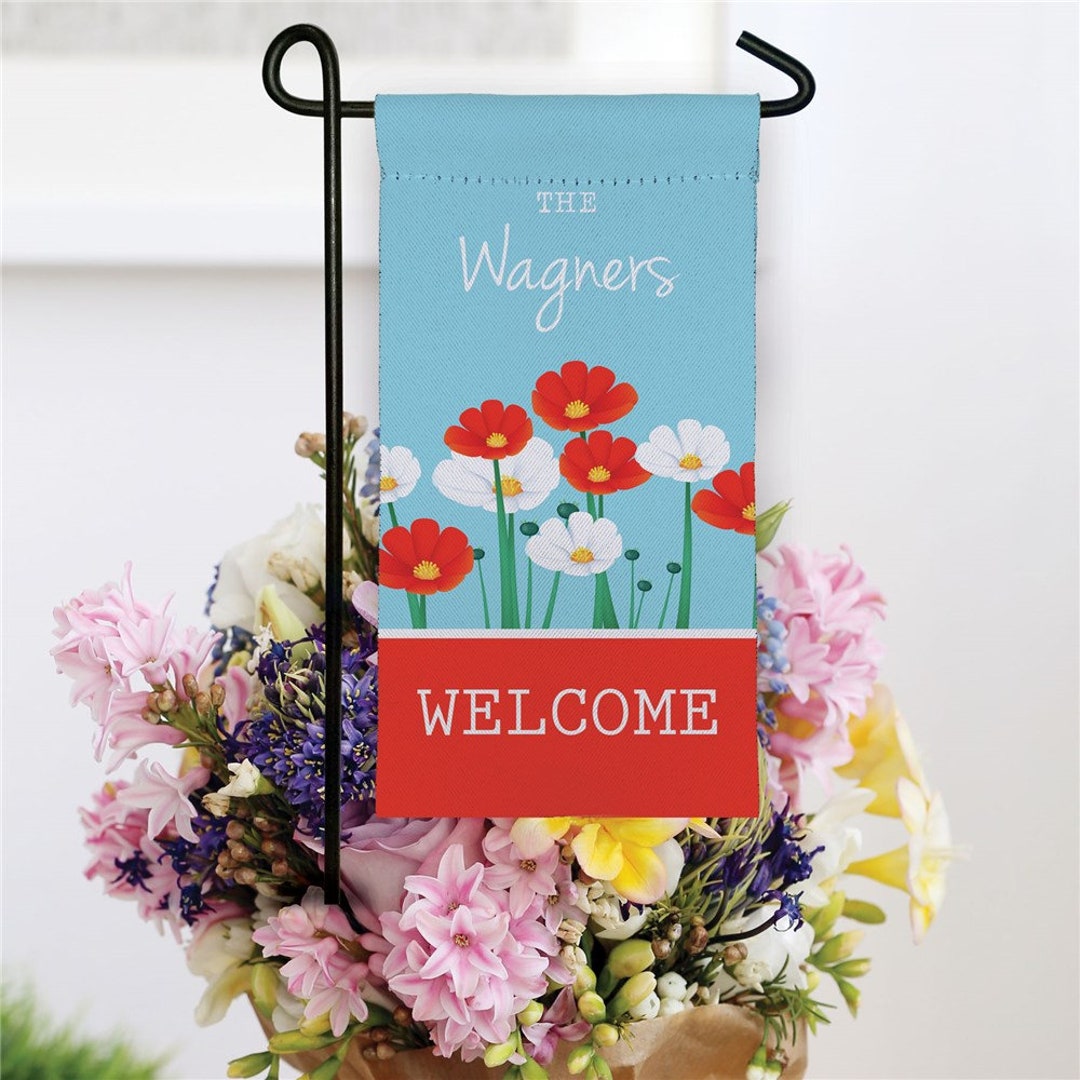 Personalized Summer Flowers Mini Garden Flag, Summer Outdoor Decor ...