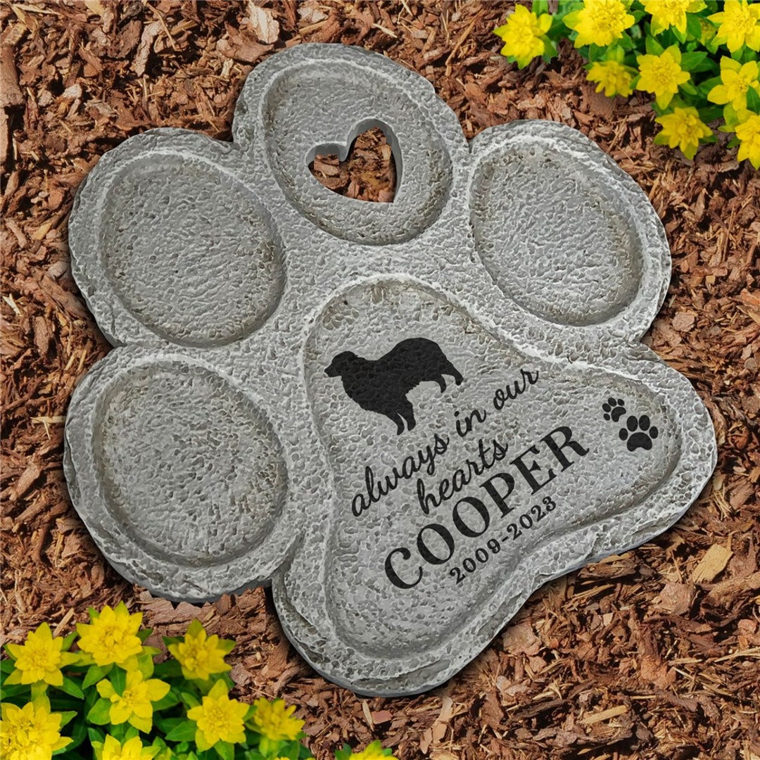 Engraved Pet Memorial Stone With Dog Breed Design, Dog Grave Marker ...