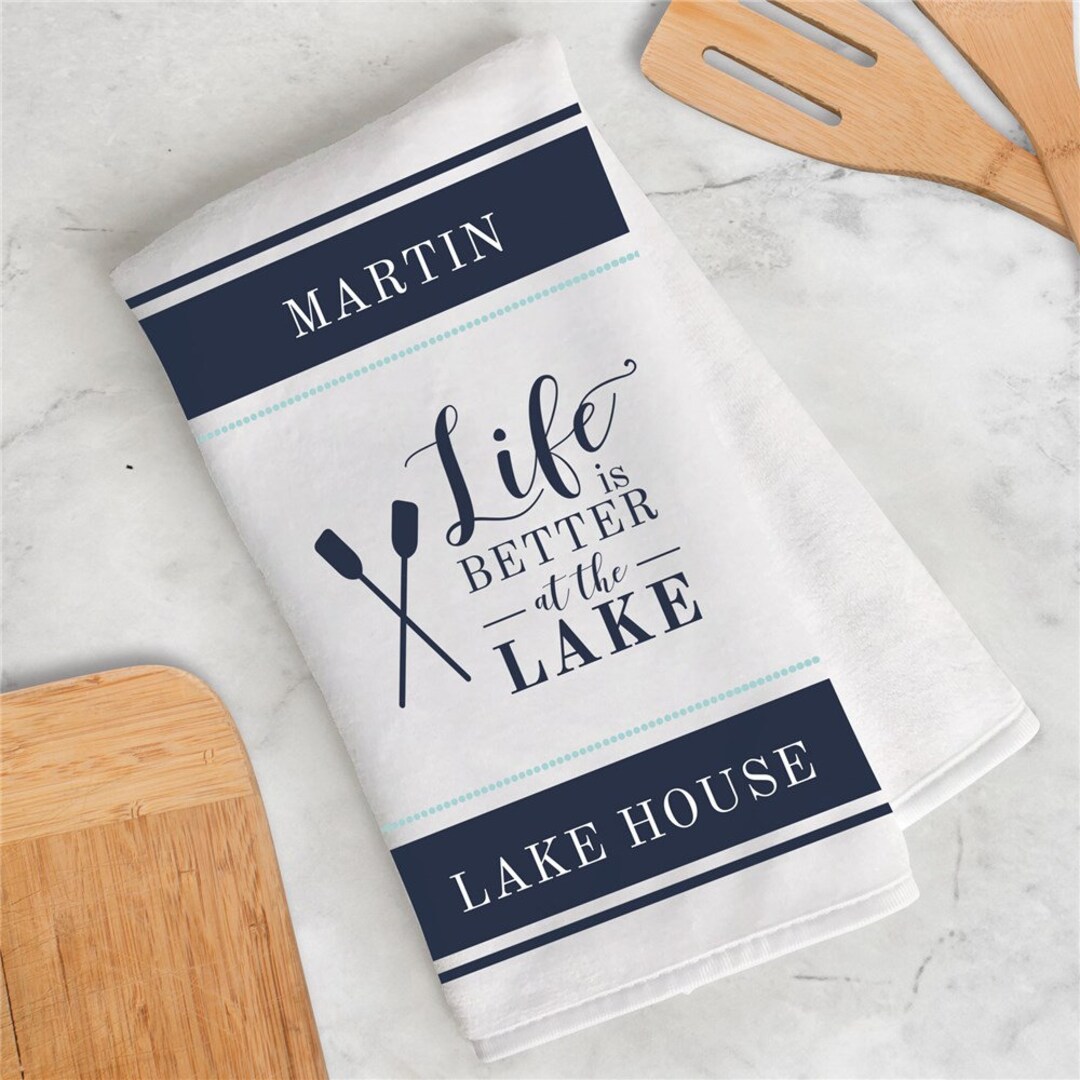 Life is Better at the Lake Personalized Dish Towel, Personalized ...